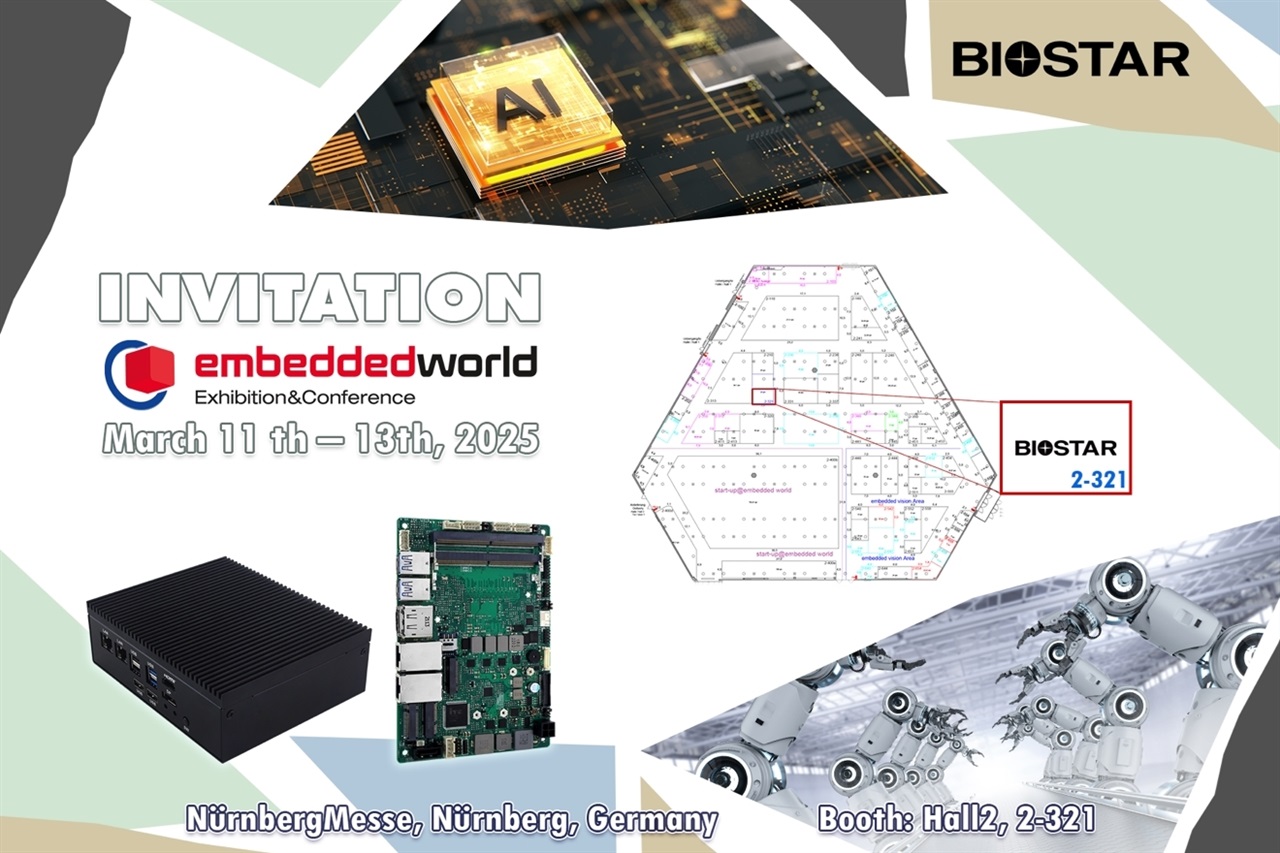 Biostar to showcase IPC products at Embedded World 2025 in Germany
